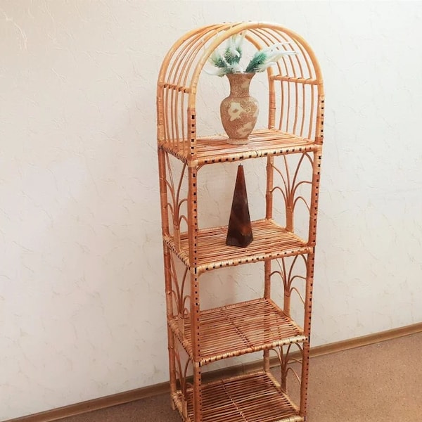 Tall Rattan Wicker Shelf - Etsy