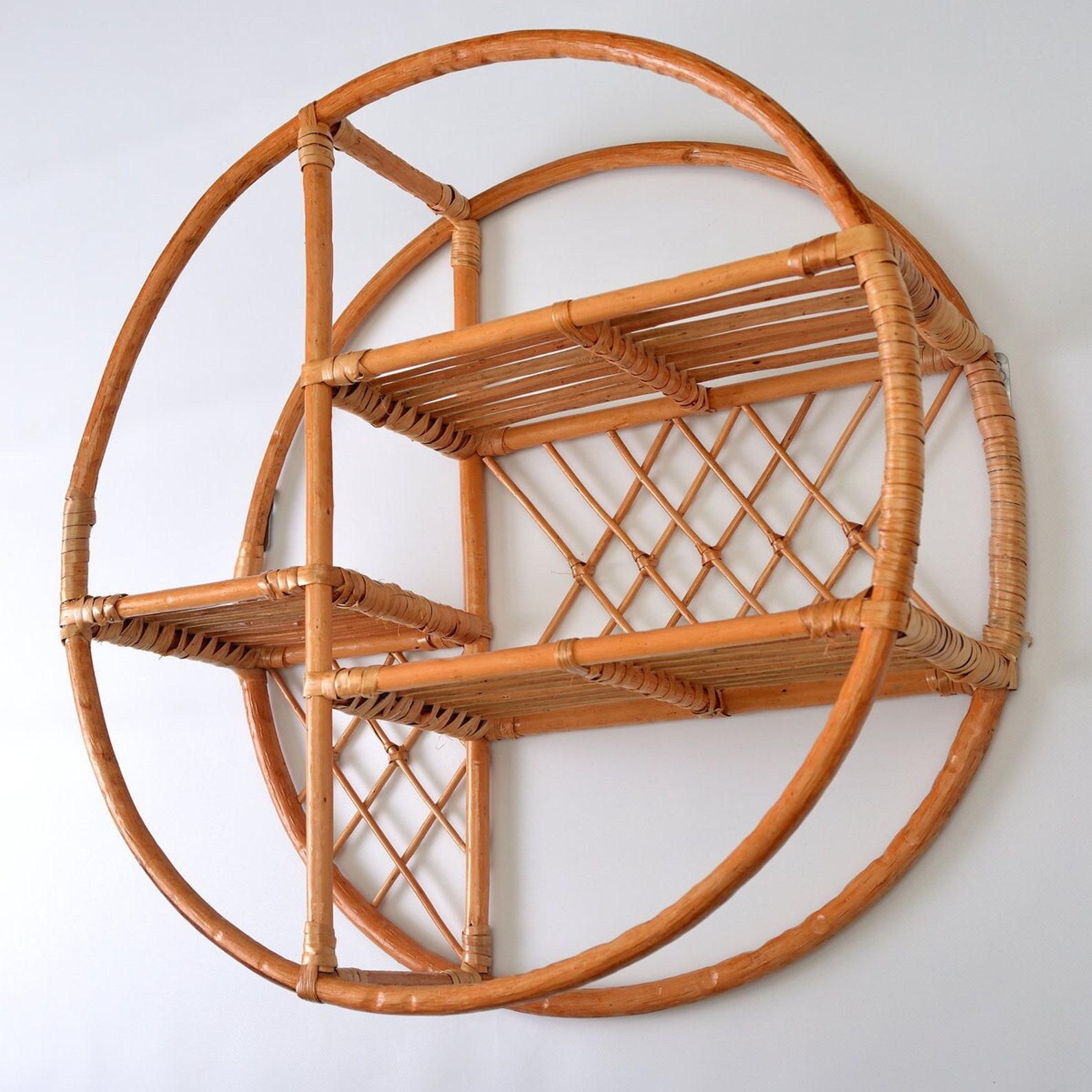 24 Inch Round Shelf Wicker Round Shelf Rattan Round Shelf - Etsy