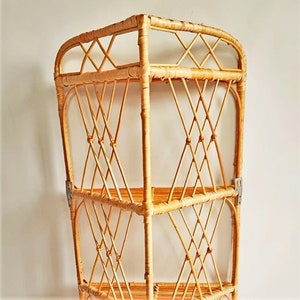 84” Extra Tall Corner Shelf, Rattan Shelf, Wicker Shelf, Rattan Cabinet ...