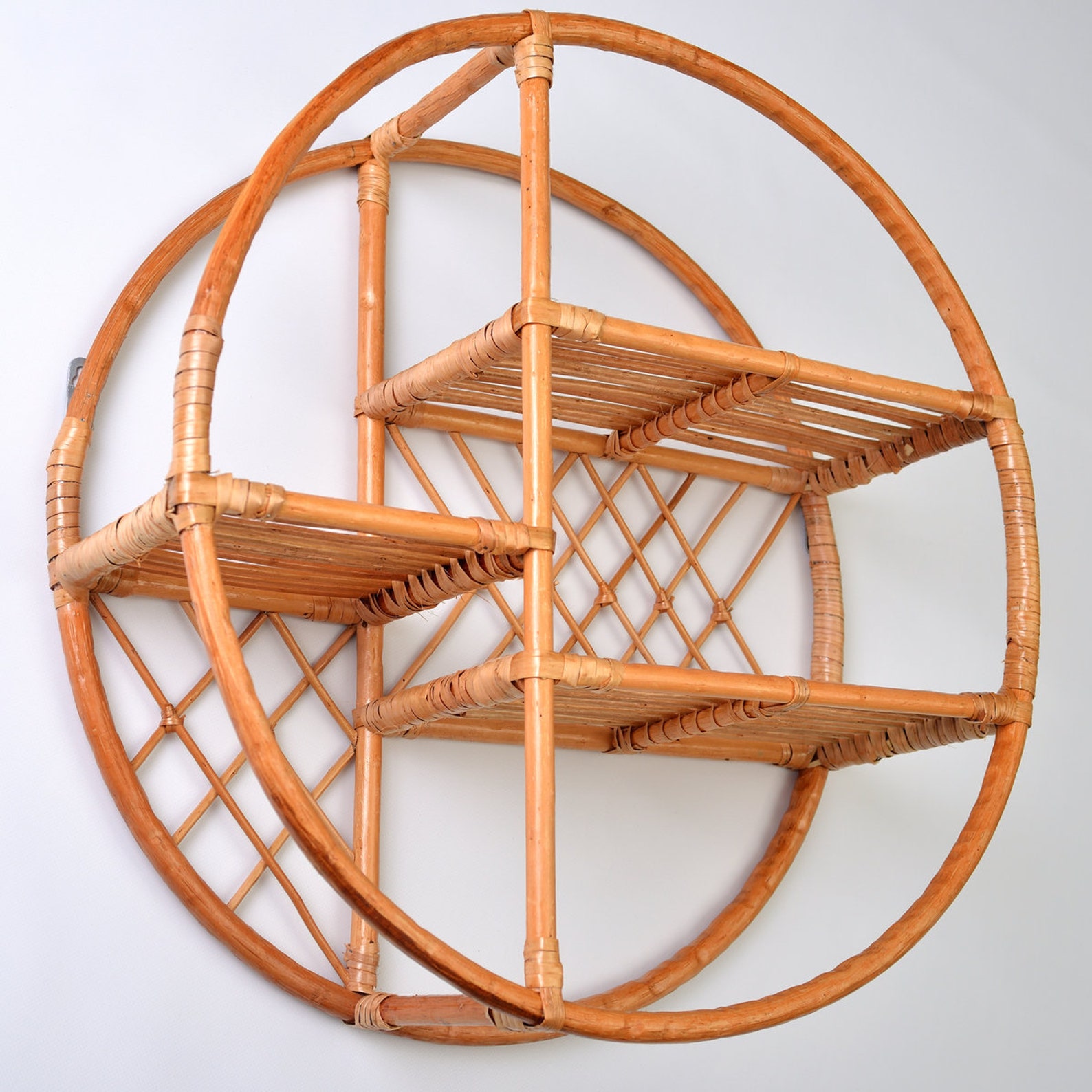 24 Inch Round Shelf Wicker Round Shelf Rattan Round Shelf - Etsy