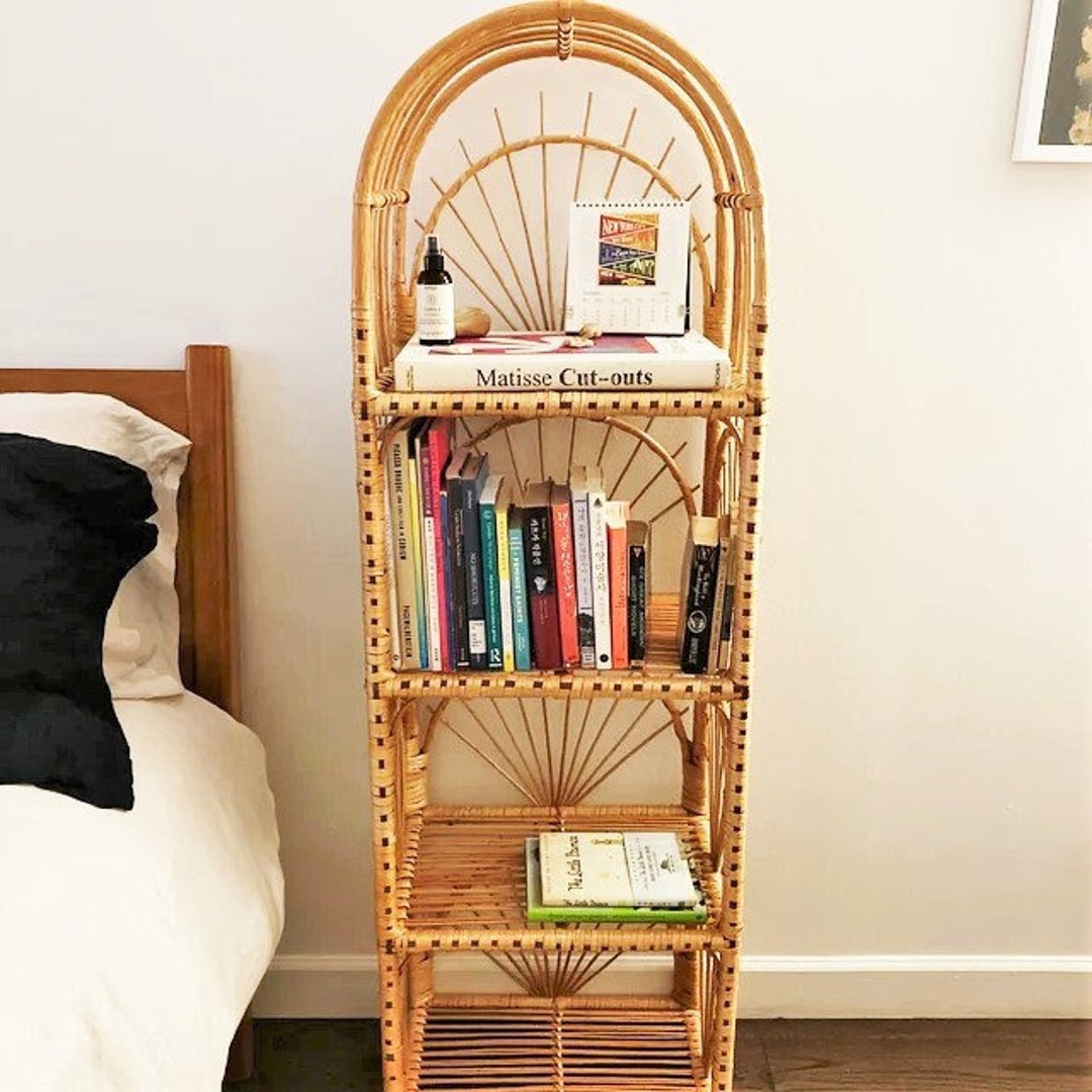56”/ 69” Tall Handmade Rattan Shelf, Wicker Shelf, Planter, Arch ...