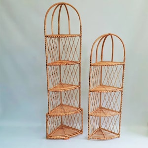 60”/72” Tall Corner Shelf, Rattan Shelf, Wicker Shelf, Rattan Cabinet ...