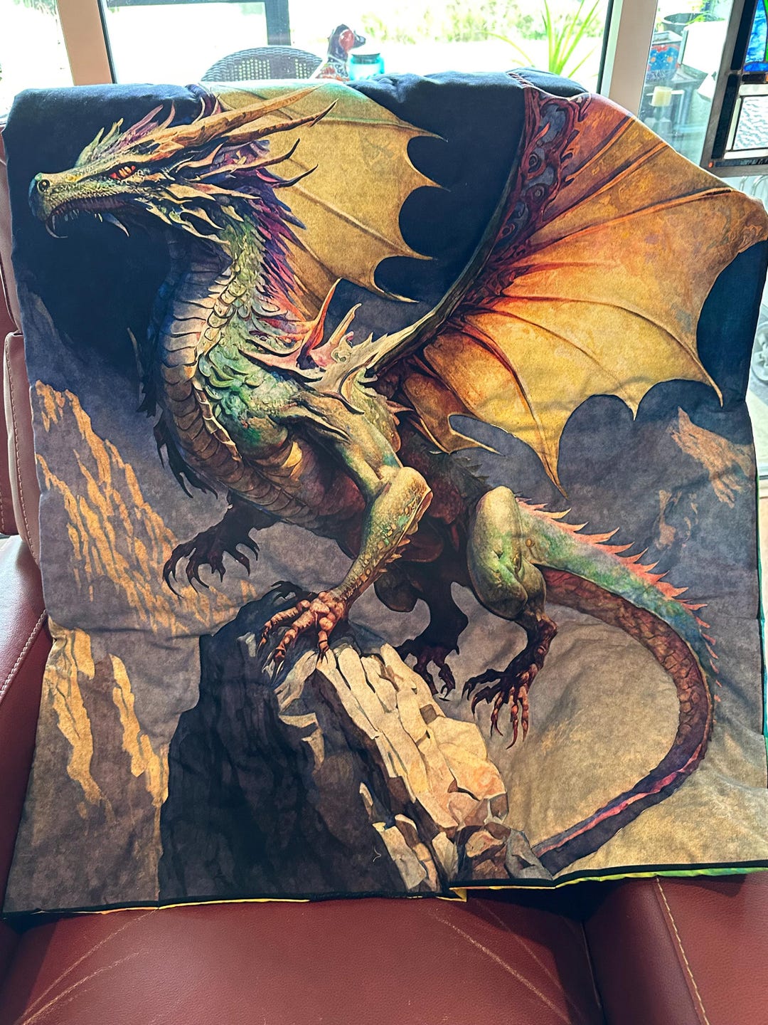 Dragon Throw: Fantasy Cotton Wall Hanging, Colorful Dragon Art - Etsy