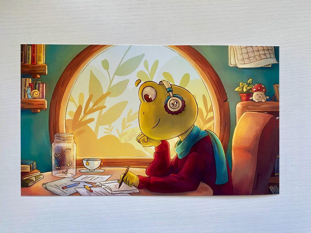 Lofi Frog - 8'' X 4.75'' Art Print | Original Art - Etsy