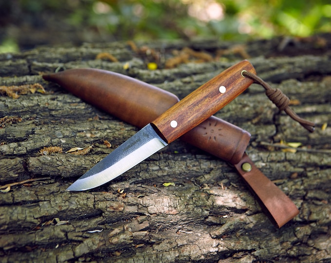 The Puukko Knife, N690 Steel, Okan Wood Handle, Leather Sheath, Full ...