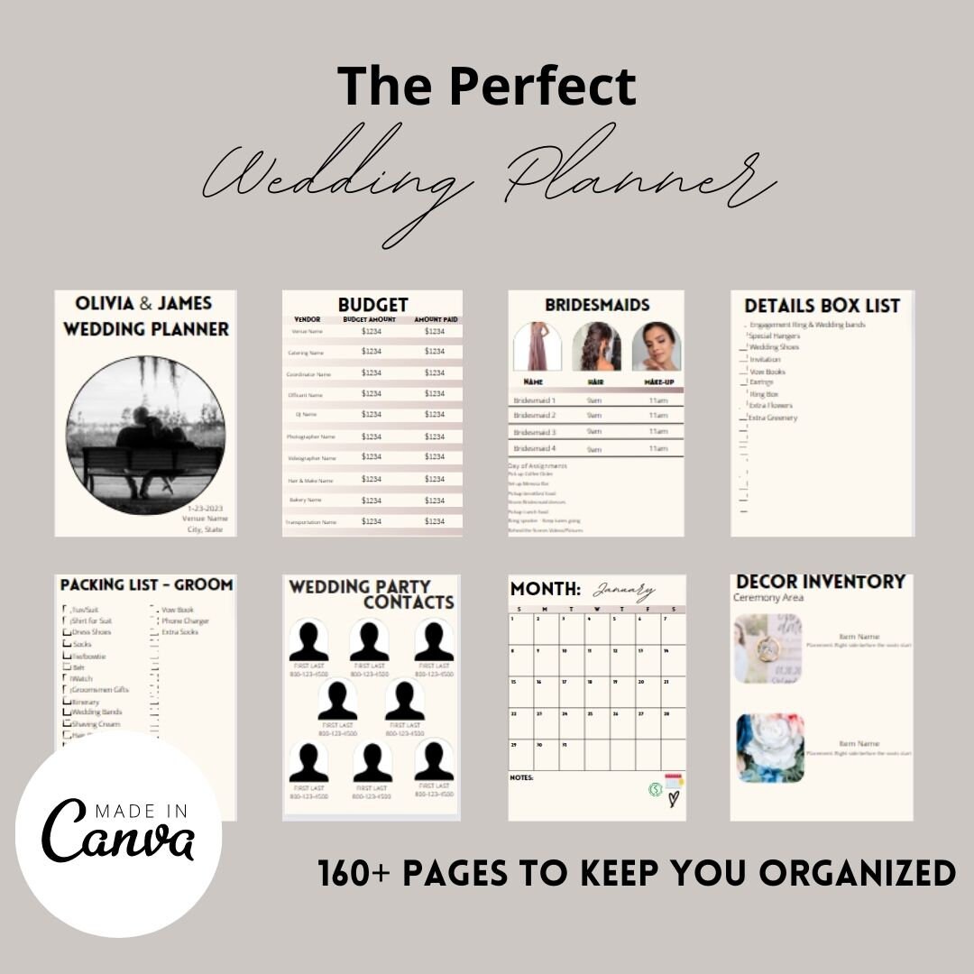 160+ Page Personalized Wedding Planner Printable, Template Wedding ...