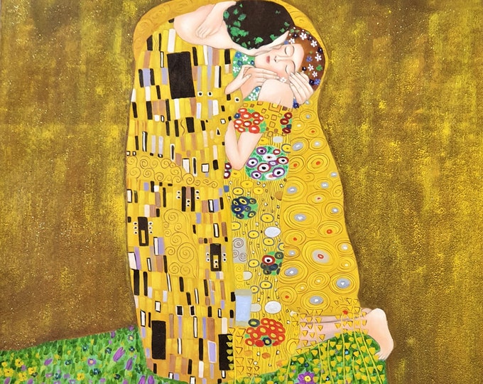 The Kiss by Gustav Klimt, Reproduction of Oil Painting on Canvas for ...