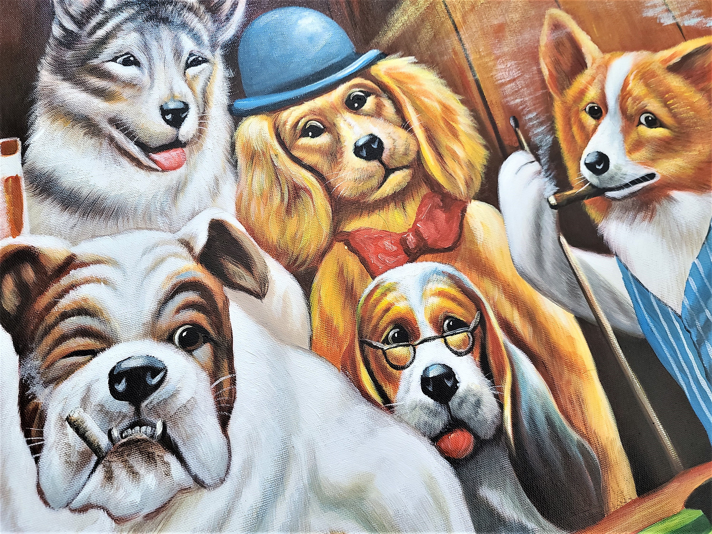 Dogs Playing Pool by Cassius Coolidge Oil Painting on Canvas ...