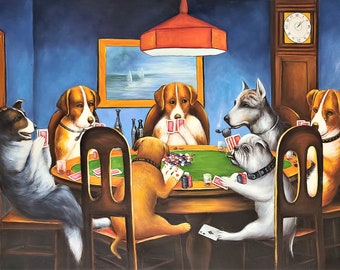 Dogs Playing Pool by Cassius Coolidge Oil Painting on Canvas ...