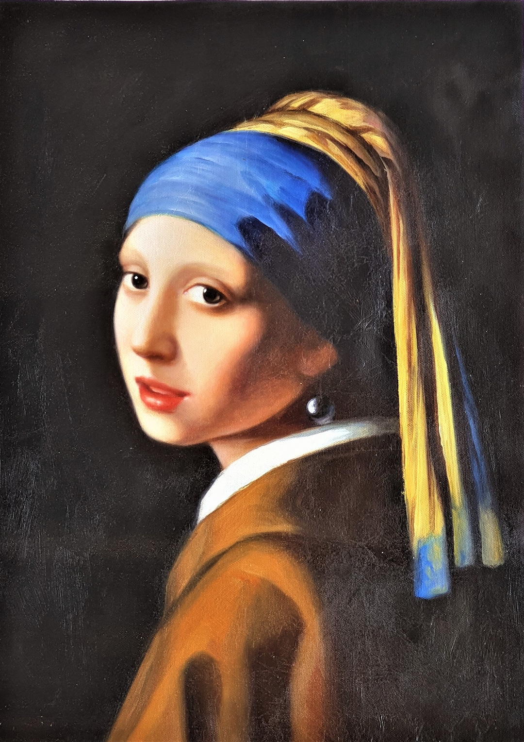 Girl With a Pearl Earring Reproduction of Oil Painting on Canvas by Jan ...