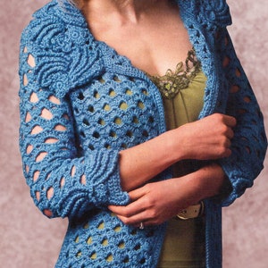 Crochet Woman Lace Cardigan Pattern. Vintage Crochet Pattern. PDF ...