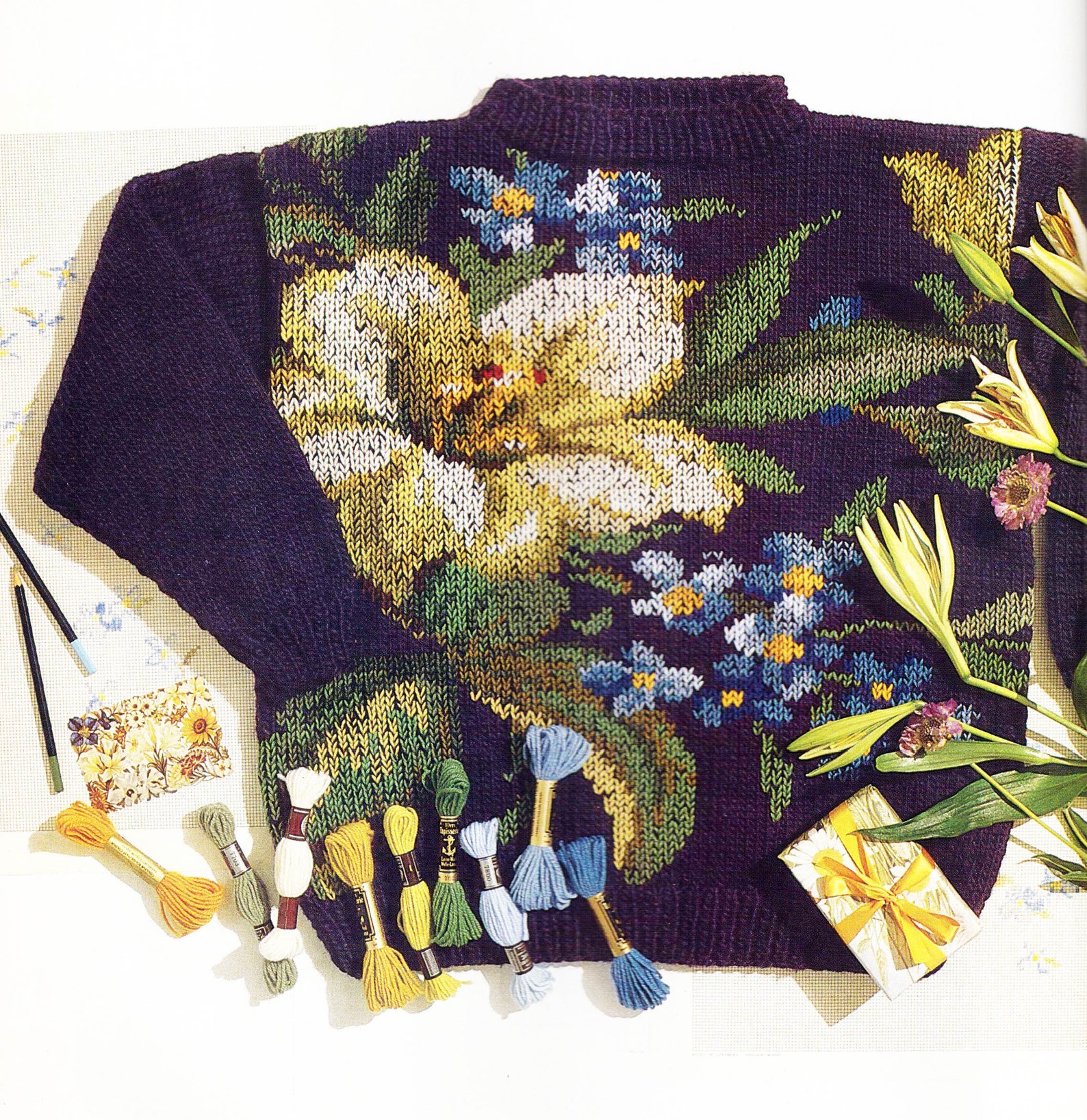 Floral Art Knitting Embroider Pattern Vintage Knitting Pattern. Ladies ...