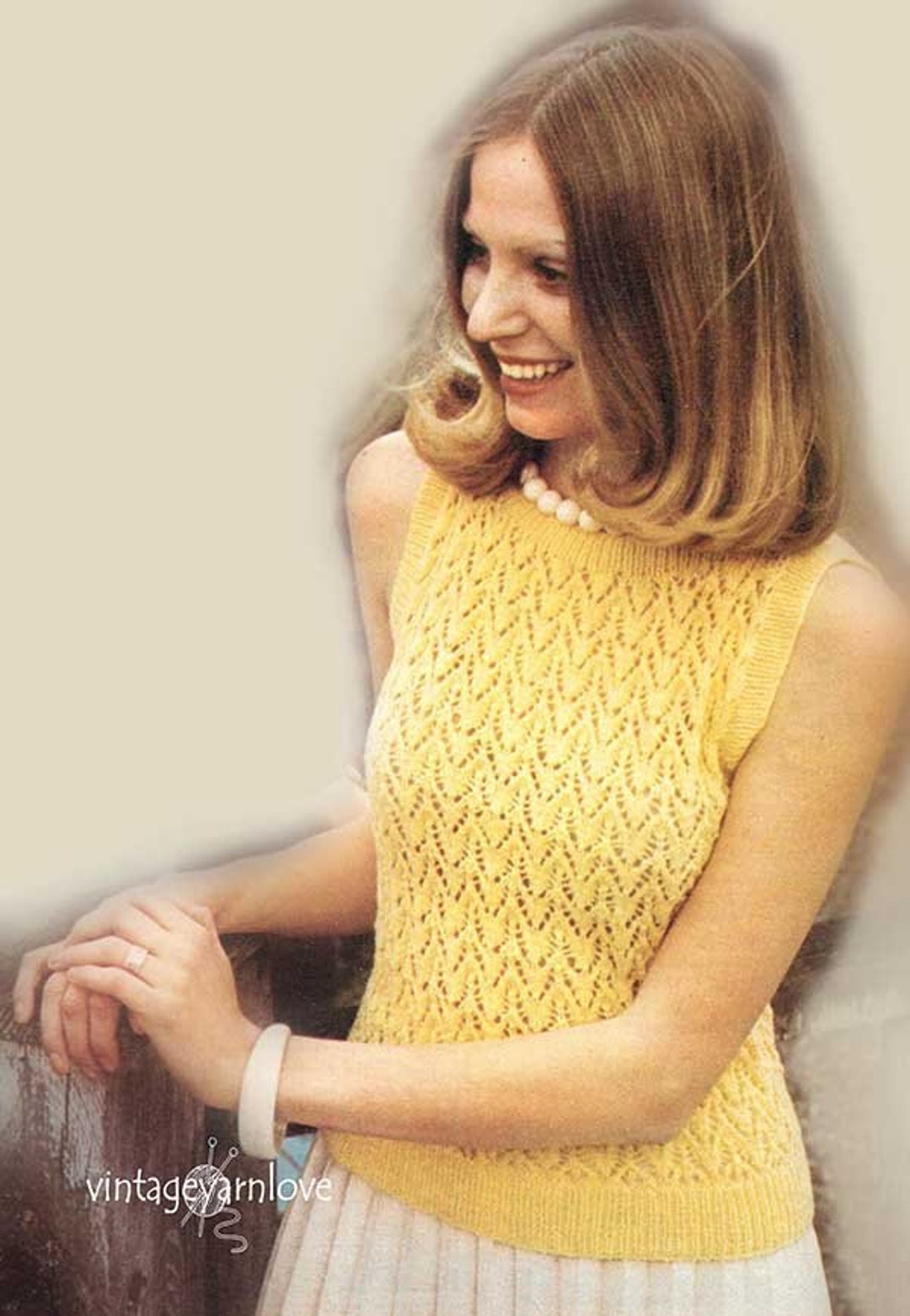 Knitting Lace Top Pattern Vintage Knitting Pattern Woman Knitting Top ...