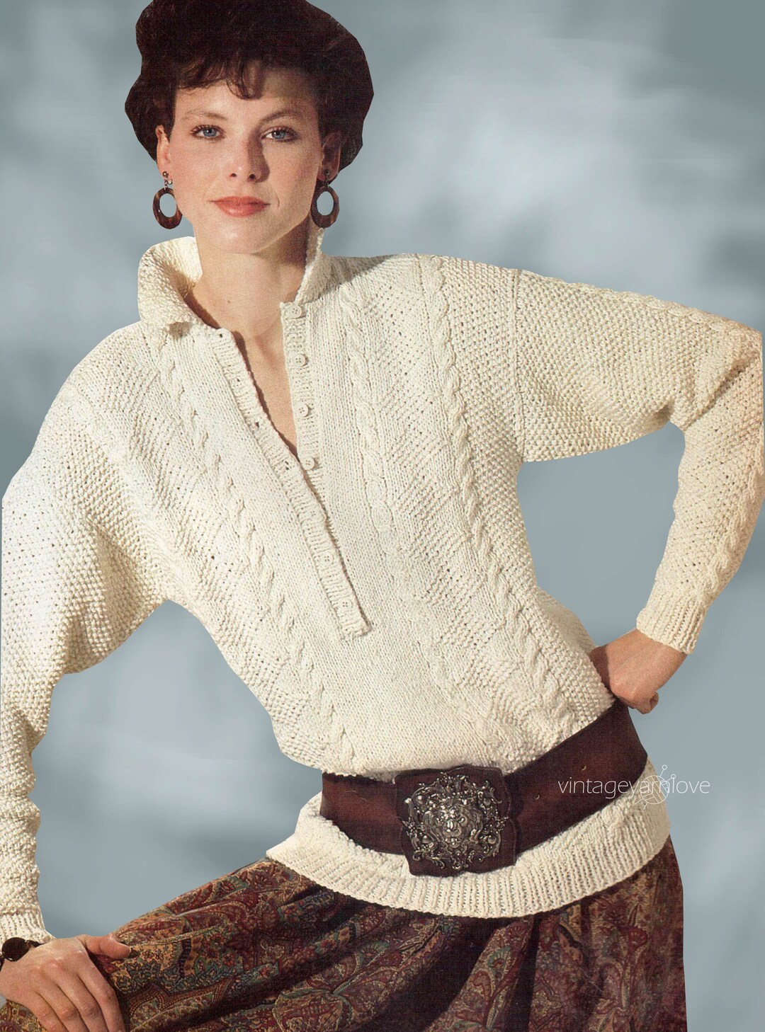 Knitting Sweater Pattern. Vintage Knitting Pattern. PDF Pattern Polo ...