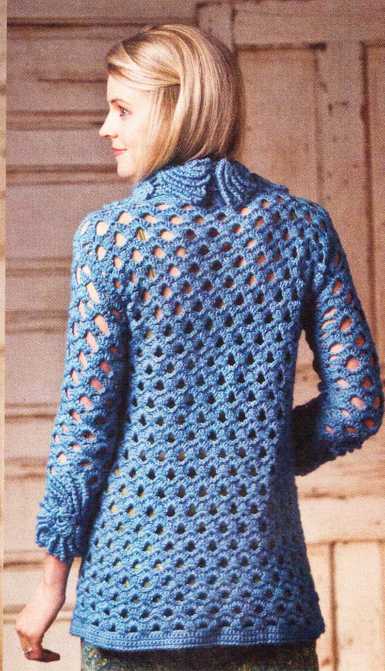 Crochet Woman Lace Cardigan Pattern. Vintage Crochet Pattern. PDF ...