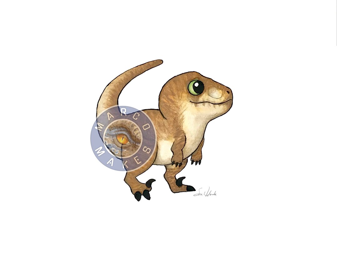 Chibi Raptor 1 Dinosaur Drawing Digital Download - Etsy