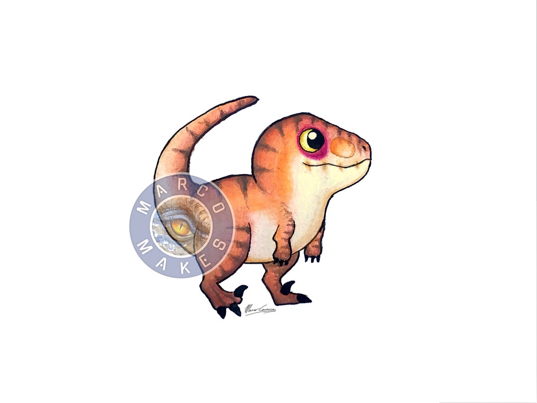 Chibi Raptor 2 Dinosaur Drawing Digital Download - Etsy