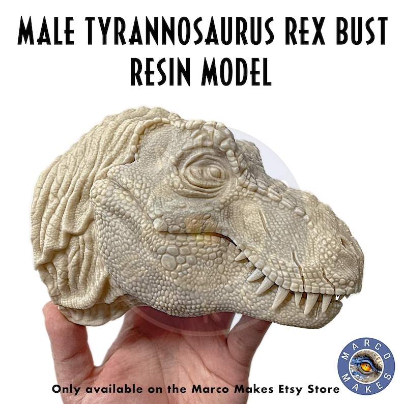 Male Tyrannosaurus Rex Dinosaur Bust Type 1 - Ready to Paint, 1/12th ...