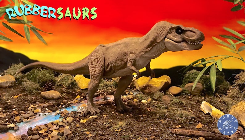 Brown Rubber Rex Articulated Dinosaur Action Figure with Sound | Etsy