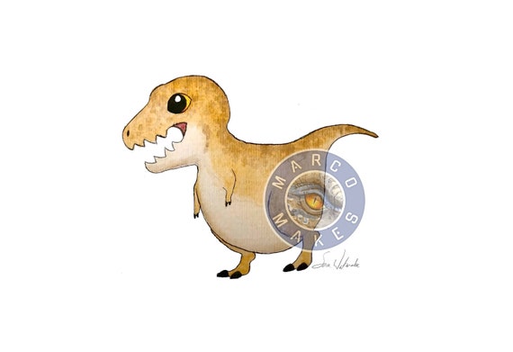Chibi T.rex Brown Dinosaur Drawing Digital Download - Etsy