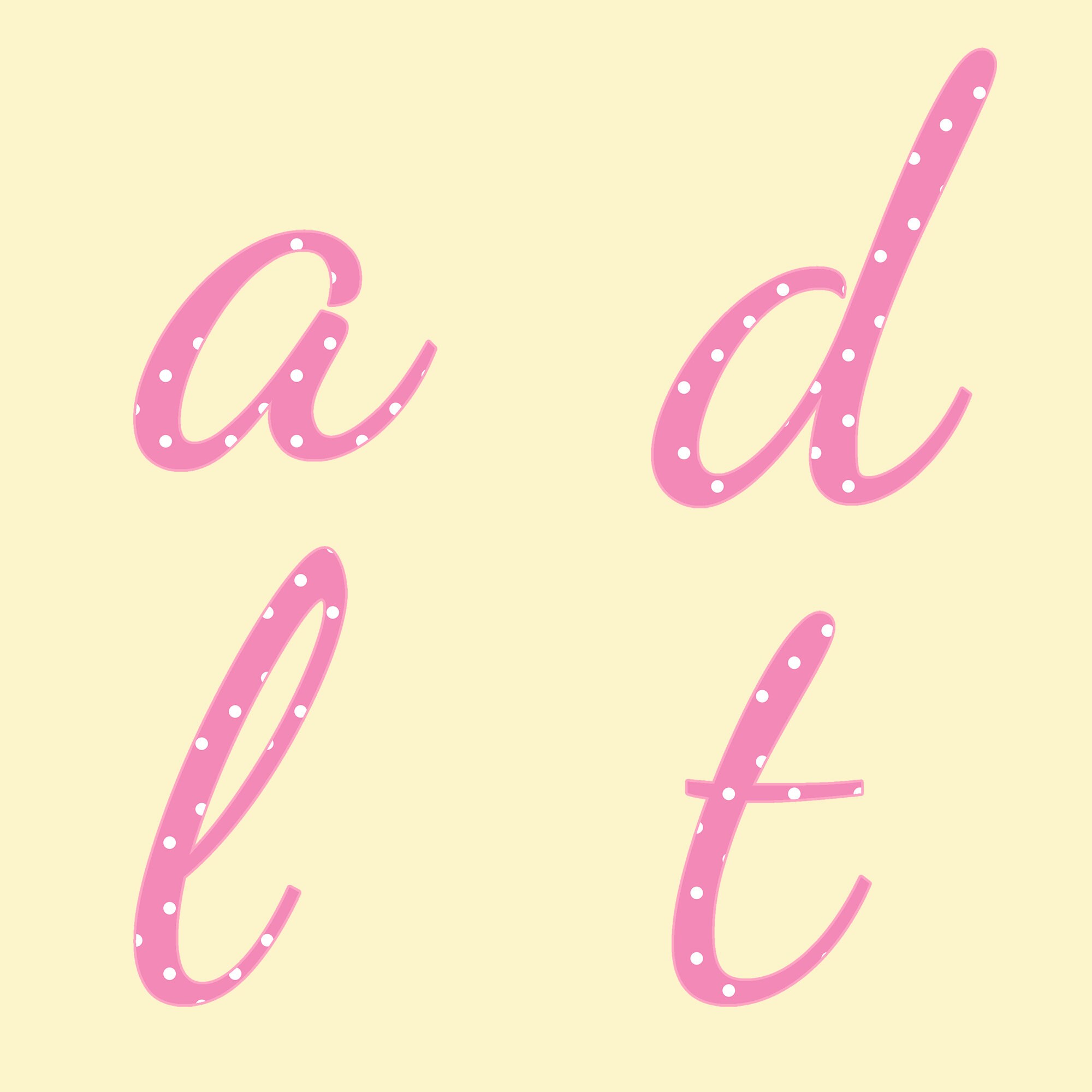 Pink Polka Dot Alphabet: Printable Letters, Numbers, Punctuation ...