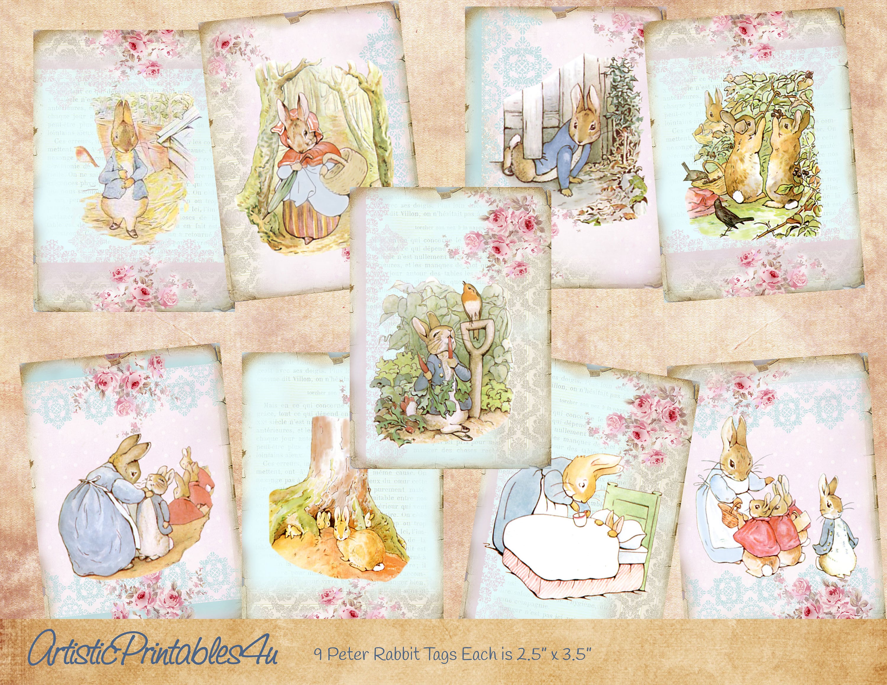 Peter Rabbit Collage Sheet, Beatrix Potter Graphics (digital Download ...