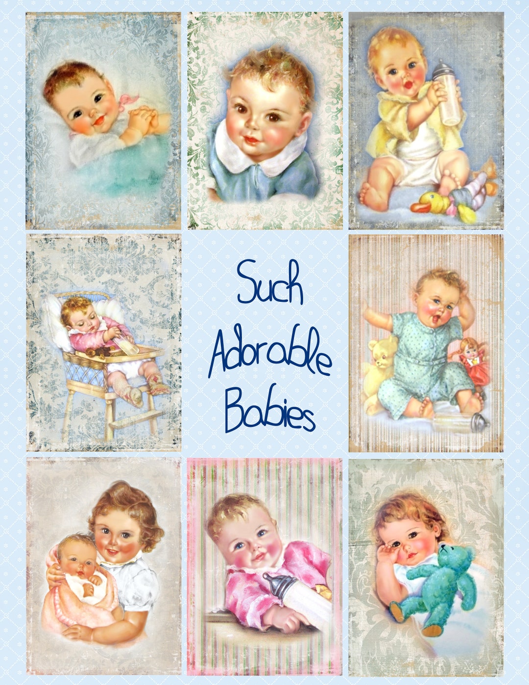 Printable Baby Clipart: Adorable ATC Cards, Commercial Use (PDF & JPG ...