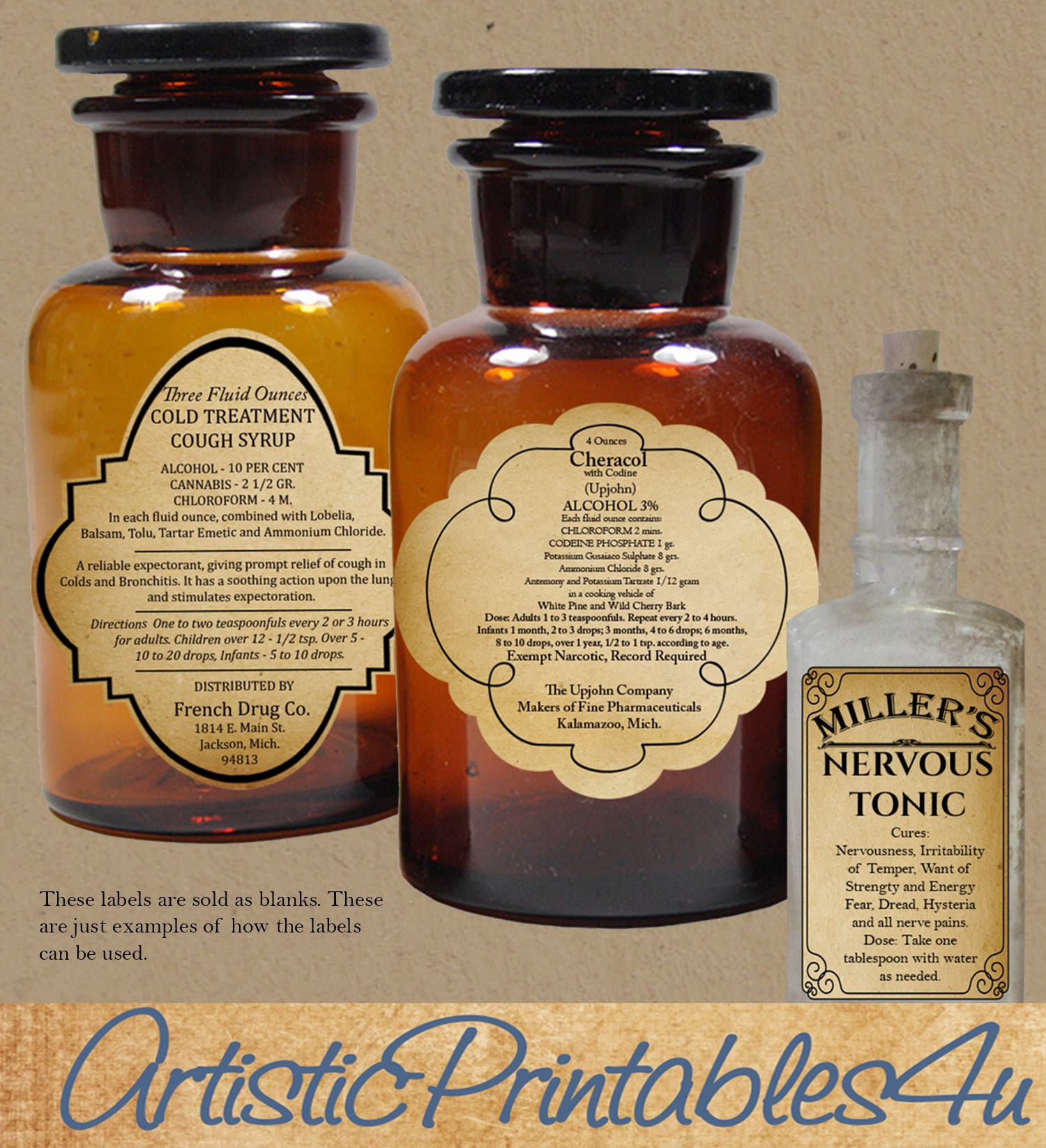 8 Blank Apothecary Labels - Sizes Range up to 6" - Good for Large ...