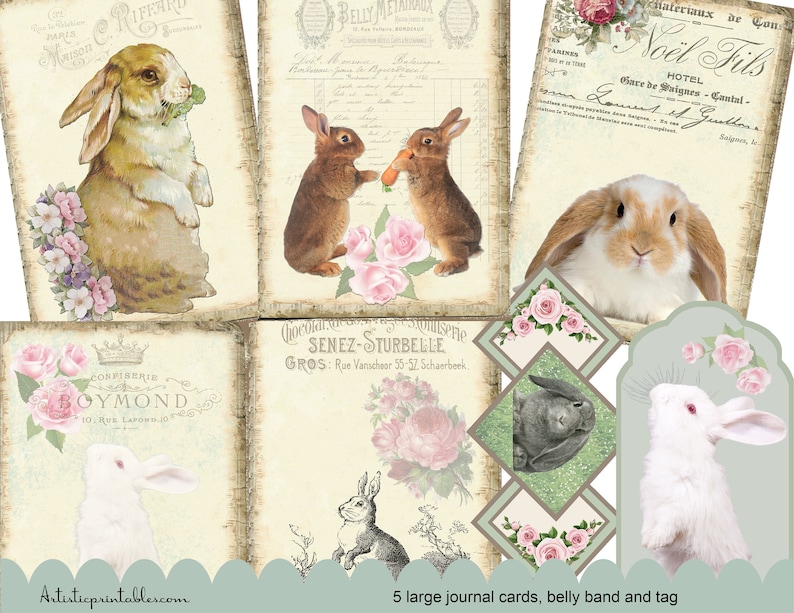 Rabbit Junk Journal Kit Printable Instant Download - Etsy
