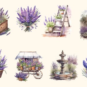 Watercolor Lavender Clipart, Lavender Garden Images, Commercial Use ...
