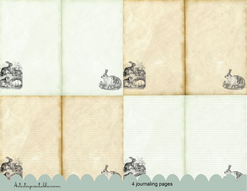 Rabbit Junk Journal Kit Printable Instant Download - Etsy