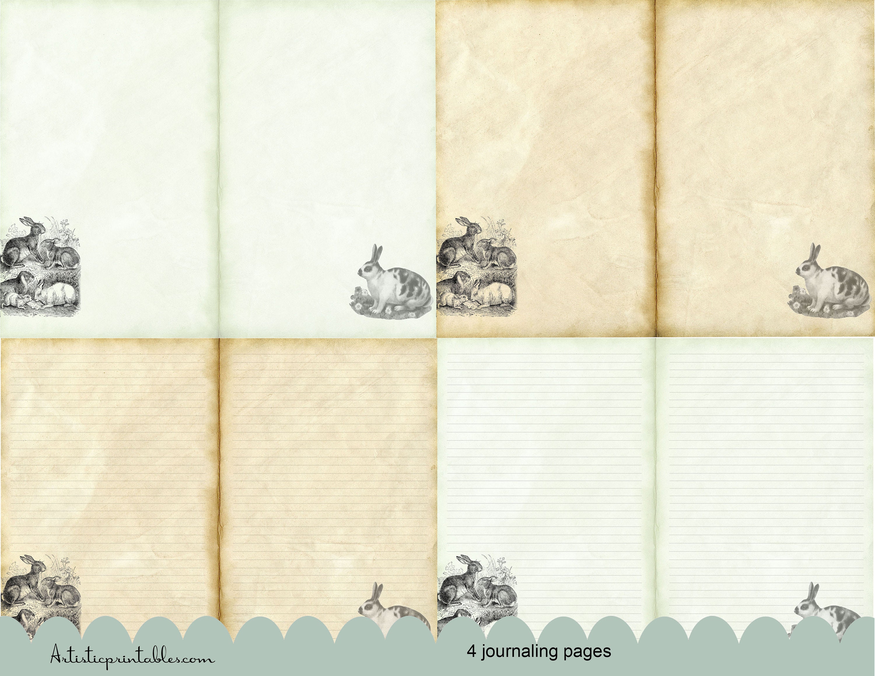 Rabbit Junk Journal Kit, Printable, Instant Download, Ephemera, Bunnies ...