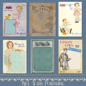 Blank Button Cards Printable Instant Download Sewing Ephemera Junk ...