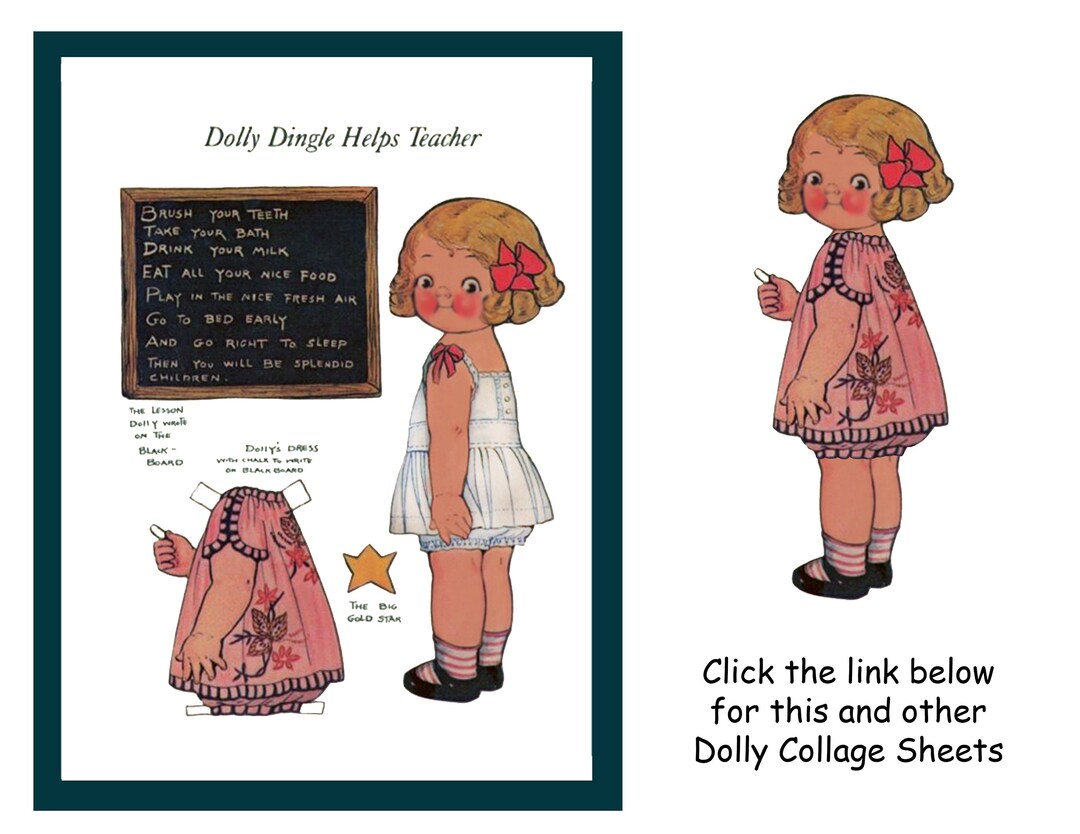 Dolly Dingle Paper Doll Collage Sheet: Retro Cutouts (digital Download ...