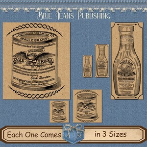 12 Printable Farmhouse Labels, 3 Sizes, Digital Country Kitchen Labels ...