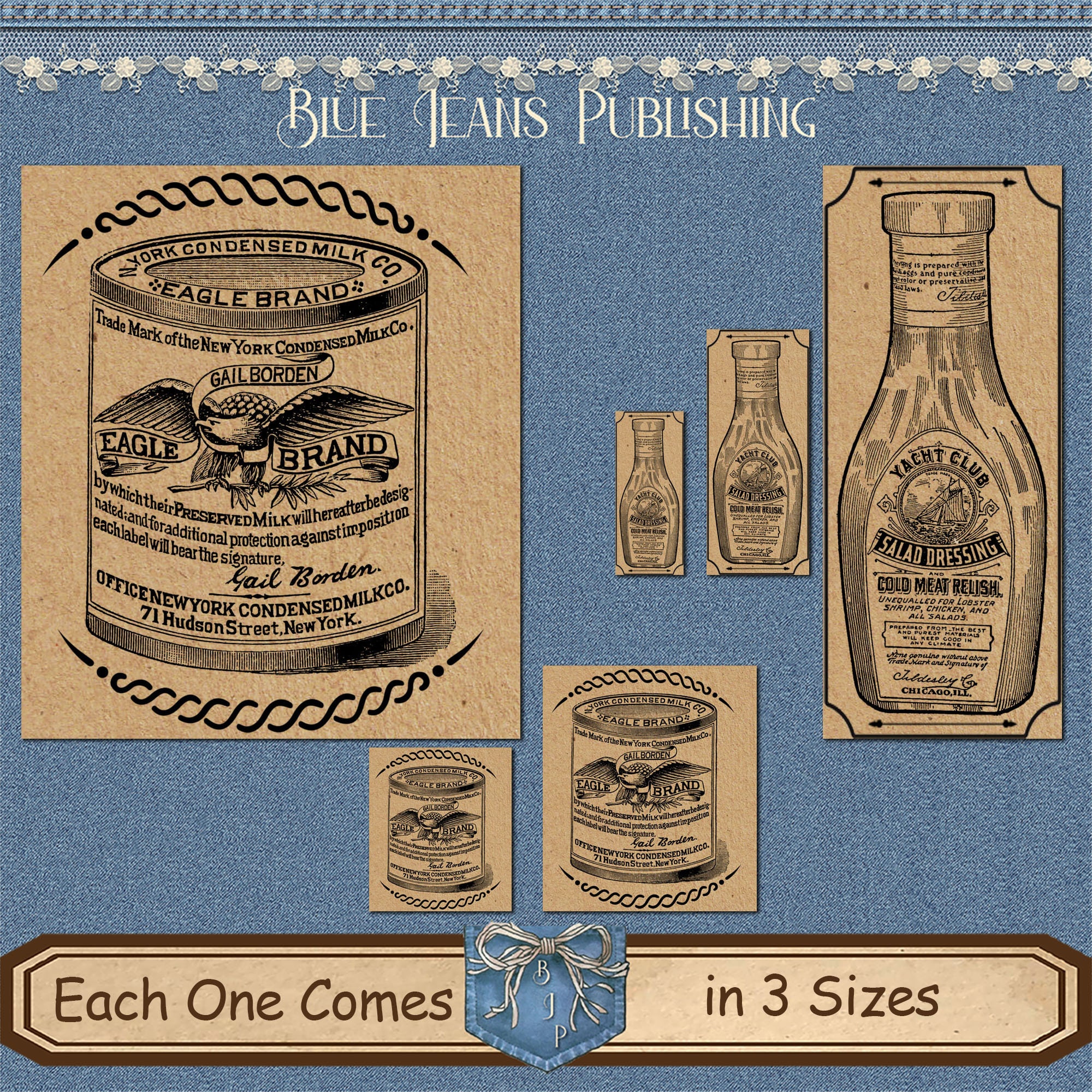 12 Printable Farmhouse Labels, 3 Sizes, Digital Country Kitchen Labels ...