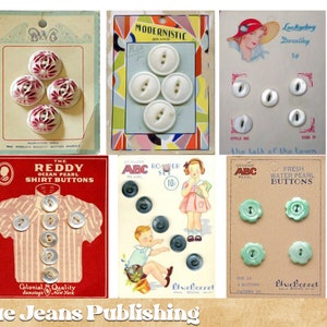 18 Button Cards Vintage Printable Great for Paper Sewing Projects Like ...