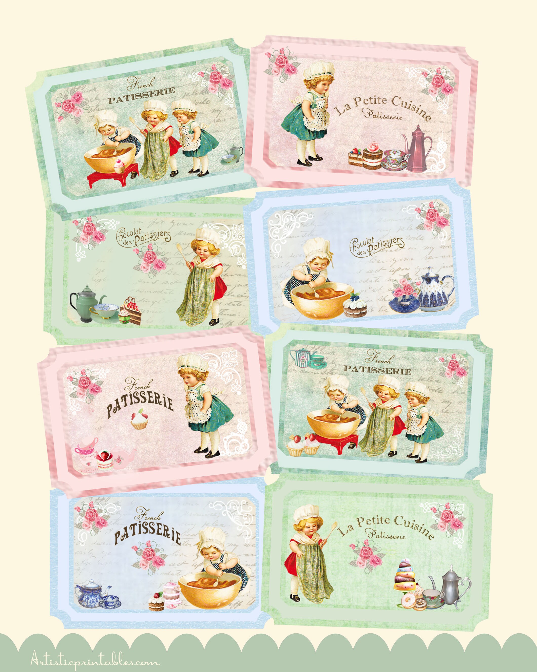 Junk Journal Tags - Printable Vintage Little Girls Cooking Tags ...