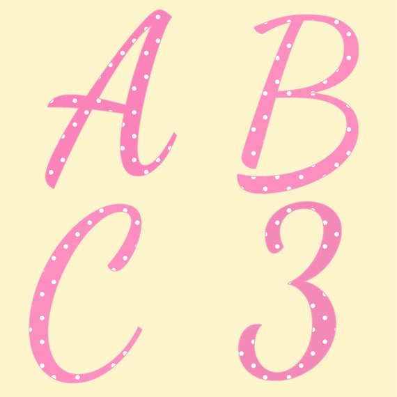 Instant Download Digital Pink Polka Dot Alphabet Upper and - Etsy
