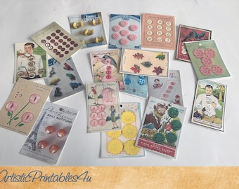 Blank Button Cards Printable Instant Download Sewing | Etsy