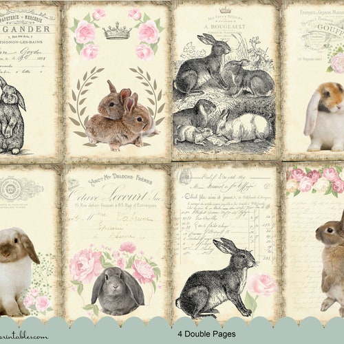 Rabbit Junk Journal Kit Printable Instant Download - Etsy