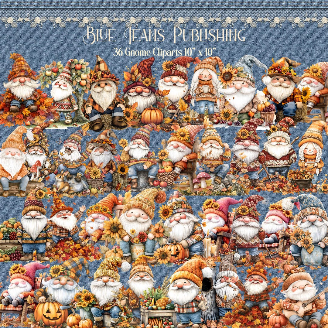 Fall Gnomes Clipart: 36 Autumn PNG Images (digital Download) - Etsy