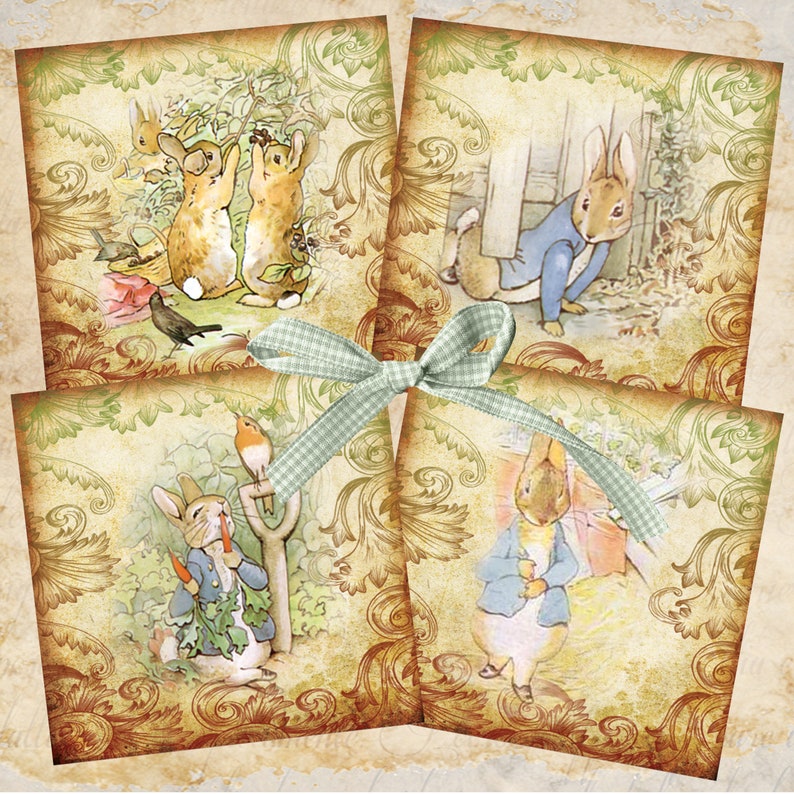 8 Peter Rabbit Cards Instant Digital Download, Beatrix Potter's Peter ...