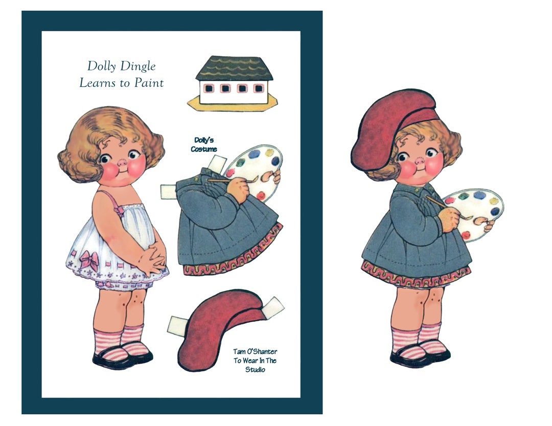 Dolly Dingle Cutout, Paper Doll Collage Sheet, Instant Download ...