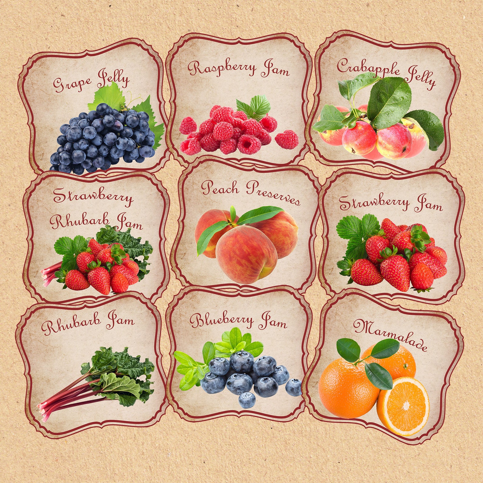 9 Jam Labels in Two Sizes Printable and Instant Download Digital Jam ...