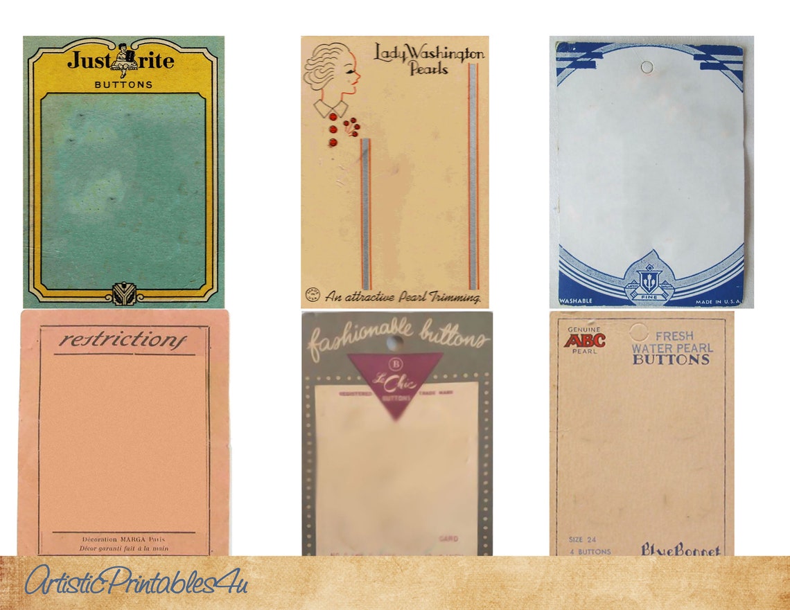 Blank Button Cards Printable Instant Download Sewing - Etsy Canada