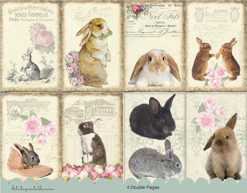 Rabbit Junk Journal Kit, Printable, Instant Download, Ephemera, Bunnies ...