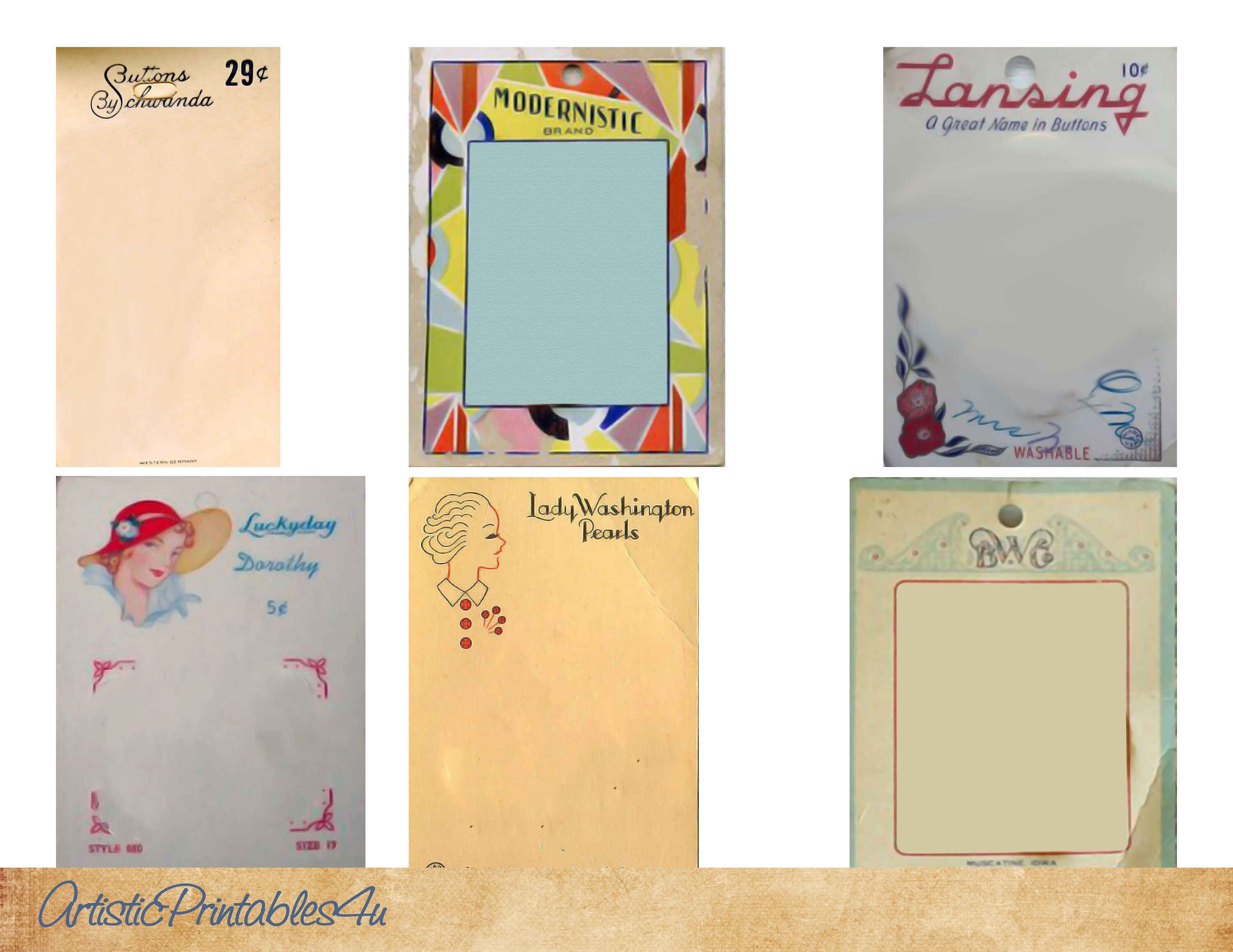 Blank Button Cards Printable Instant Download Sewing - Etsy