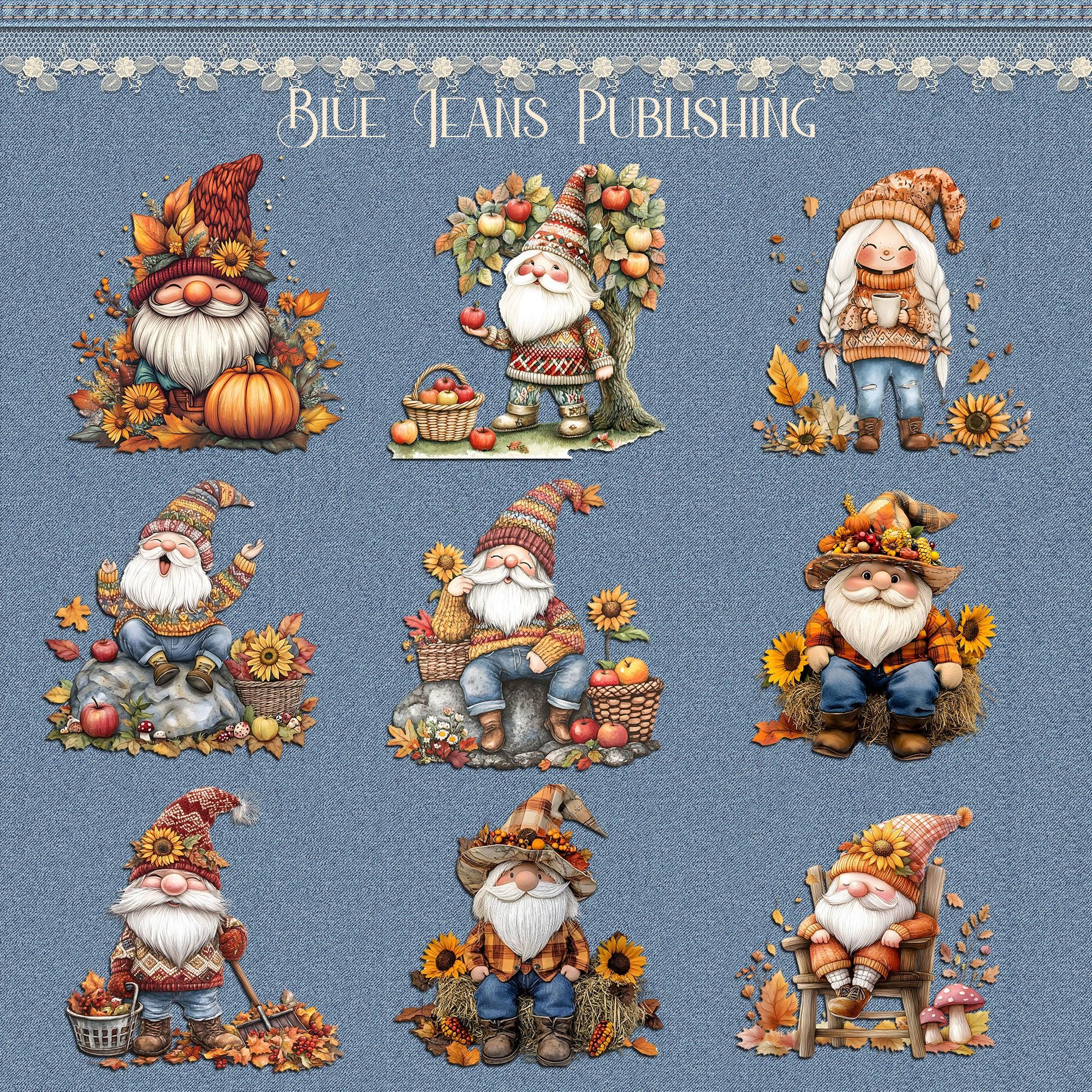 Fall Gnomes Clipart: 36 Autumn PNG Images (digital Download) - Etsy