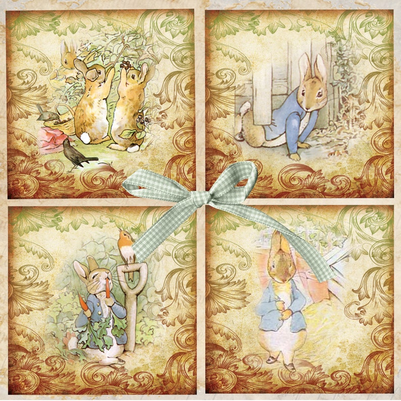 8 Peter Rabbit Cards Instant Digital Download, Beatrix Potter's Peter ...